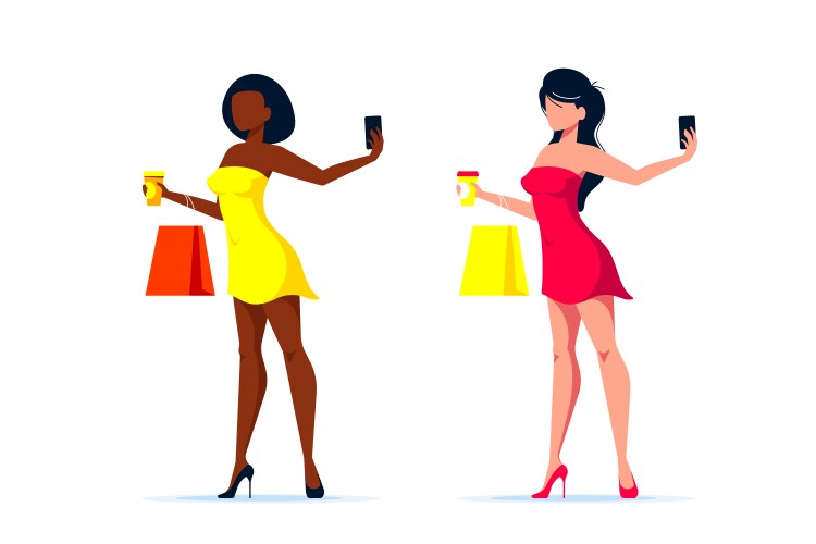 Slim Girl Making Selfie Royalty Free Vector Image