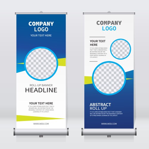 Creative roll up banner design template Royalty Free Vector