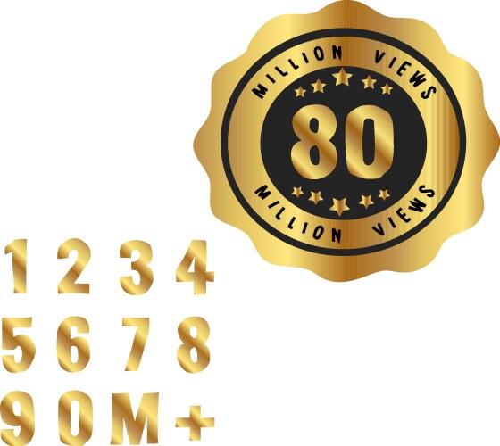 Eighty million views 80m golden banner Royalty Free Vector
