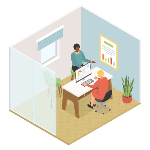 Isometric Computer Lab Classroom Royalty Free Vector Image