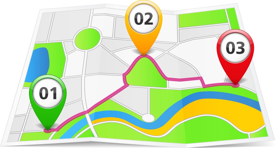 Map pins with numbers Royalty Free Vector Image