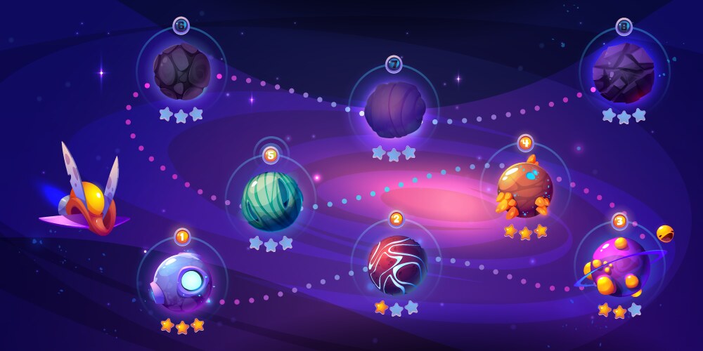 Game map astronaut progress level planet 2d Vector Image