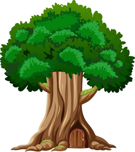 Cartoon of a big tree at the forest Royalty Free Vector