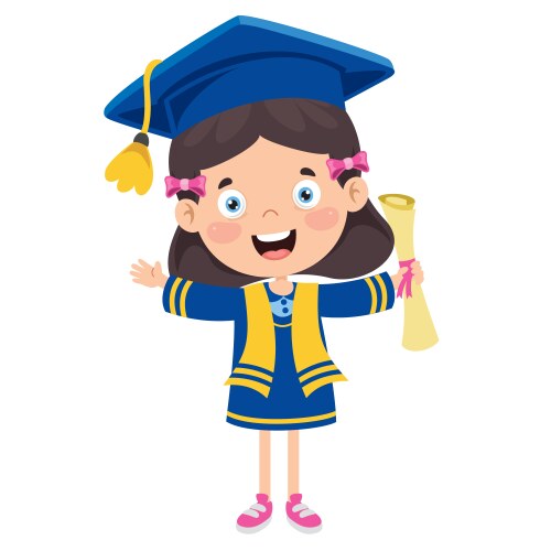 Kid in graduation costume Royalty Free Vector Image