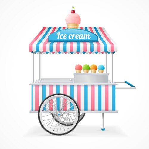 Realistic Ice Cream Cart Royalty Free Vector Image