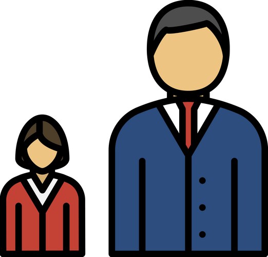 Lady boss with subordinate icon Royalty Free Vector Image