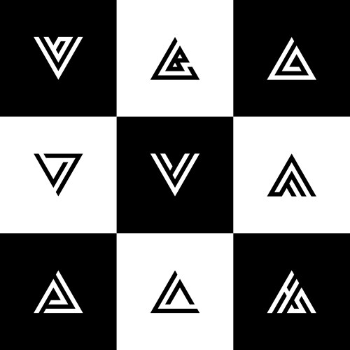 Creative set triangle letters logo icon design Vector Image