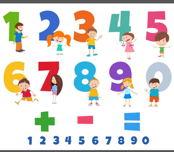 Educational numbers set with cartoon animals Vector Image