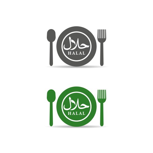 Halal certified food logo set islamic template Vector Image
