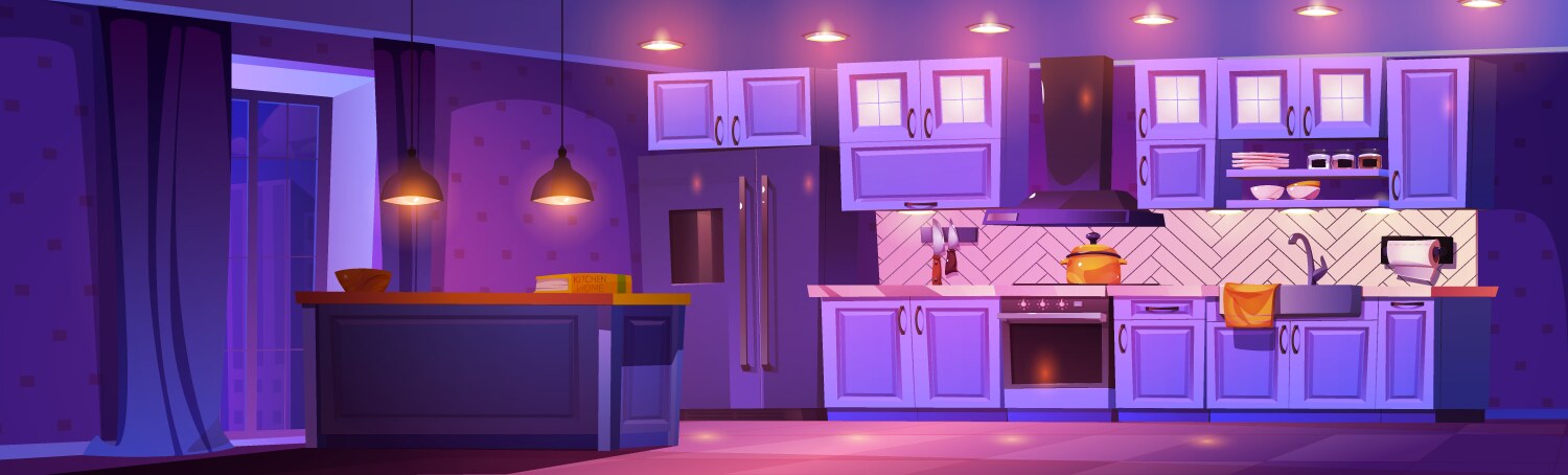 Kitchen room cartoon interior Royalty Free Vector Image