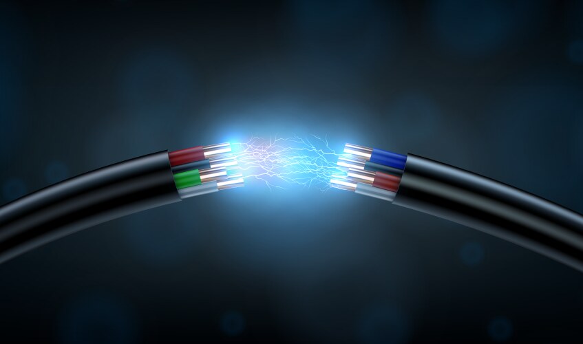 Electricity cable connection lighting glowing Vector Image