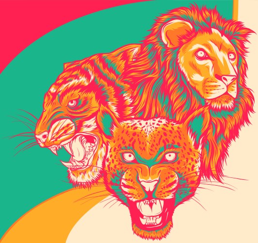 Lynx abstract neon multicolored portrait Vector Image