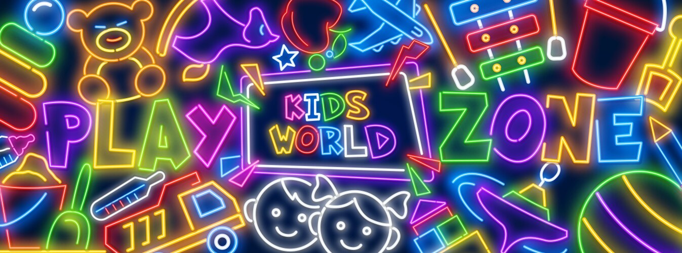 Neon kids party abstract background for flyer Vector Image