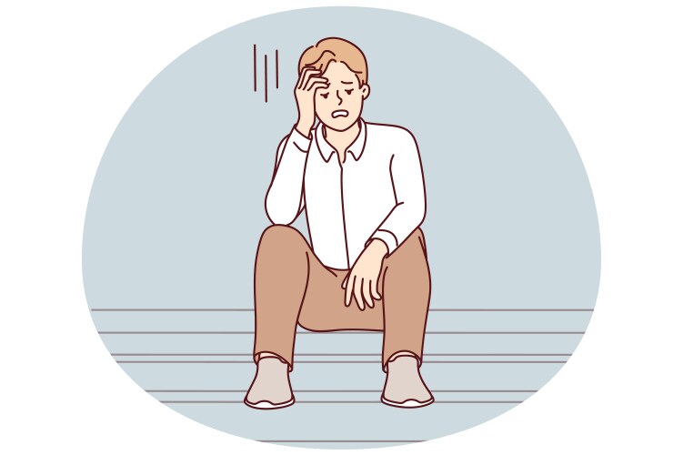 Unhappy man distressed with failure Royalty Free Vector