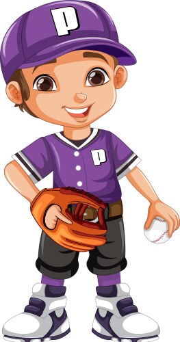 Baseball player cartoon character Royalty Free Vector Image
