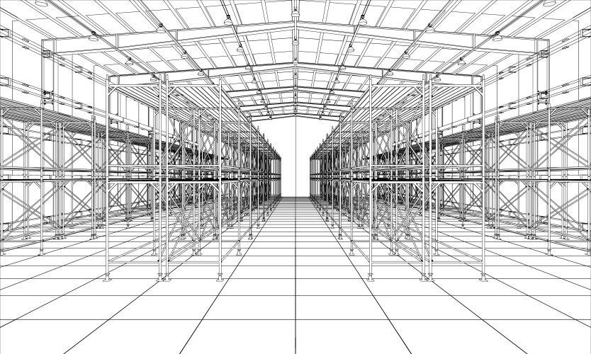Top view of large logistics park with warehouse Vector Image