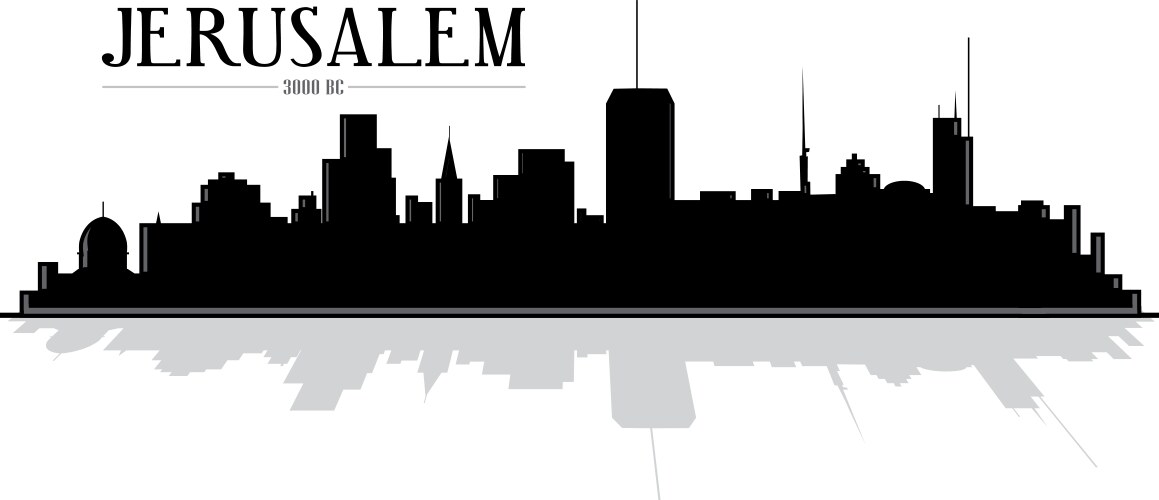 Jerusalem israel skyline silhouette with golden Vector Image