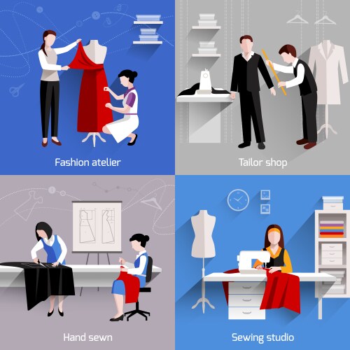 Garment factory set Royalty Free Vector Image - VectorStock