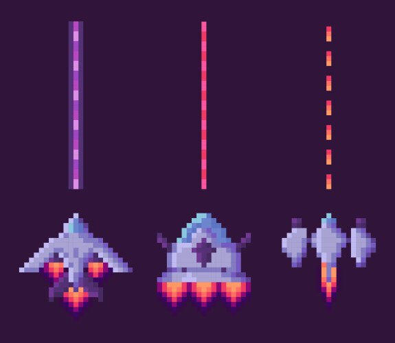Retro space arcade game invaders spaceship pixel Vector Image