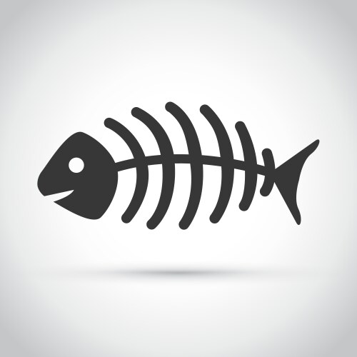 Fish skeleton icon on a white isolated background Vector Image