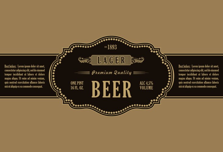 Gold Beer Bottle Label Sticker Royalty Free Vector Image