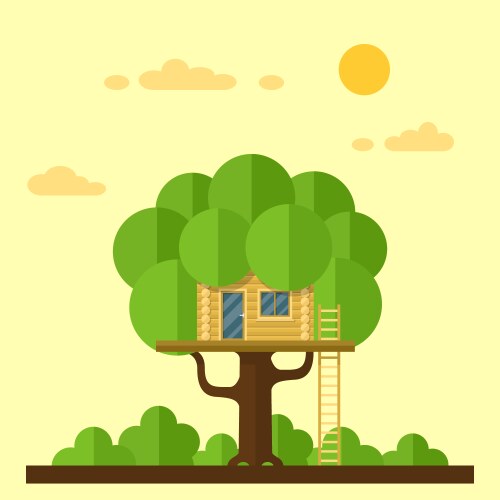 Cartoon tree house Royalty Free Vector Image - VectorStock