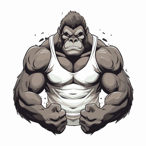 Gorilla strong bodybuilder in a tank top Vector Image