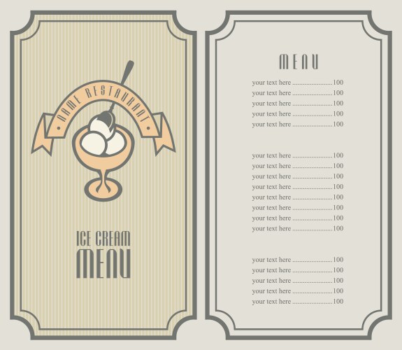 Retro Ice Cream Menu Royalty Free Vector Image