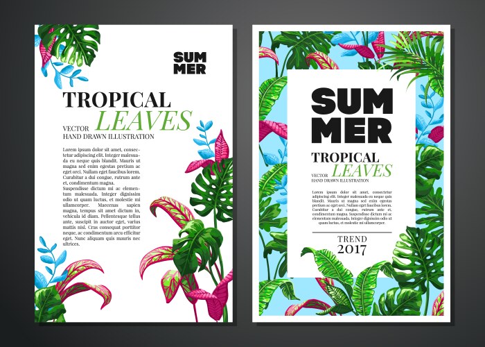 Tropical leaves banners exotic palm leaf banner Vector Image