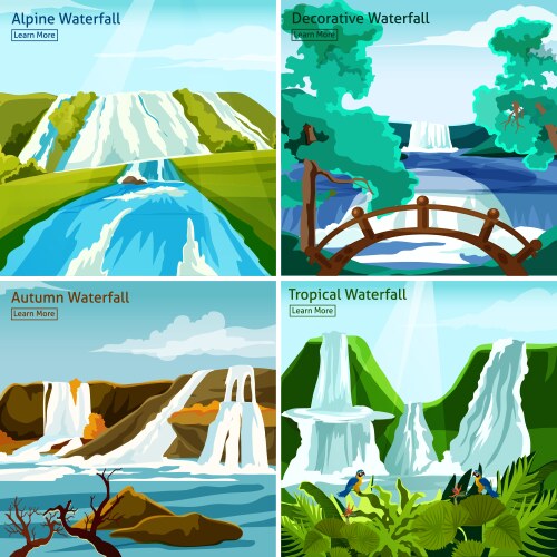 A beautiful waterfall landscape Royalty Free Vector Image