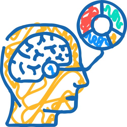 Brain circuitry neuroscience neurology icon doodle