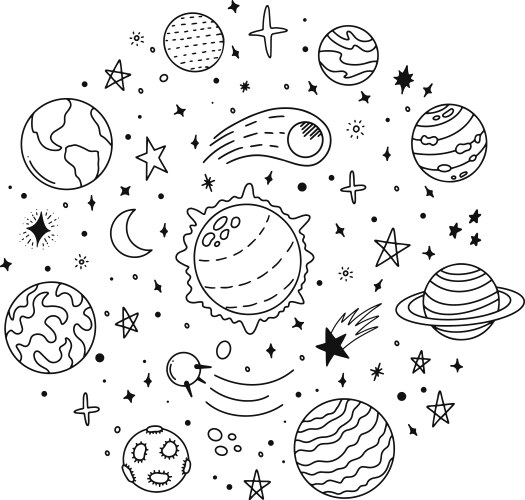 Medieval solar system planets Royalty Free Vector Image