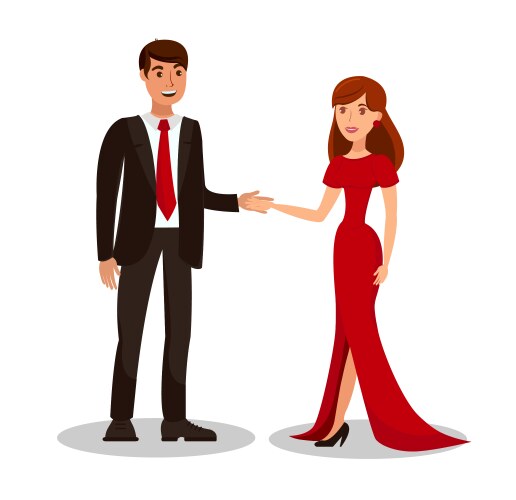 Beautiful couple in official style outfit Vector Image