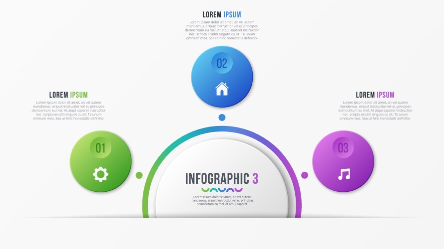 Circle chart template with 3 options Royalty Free Vector