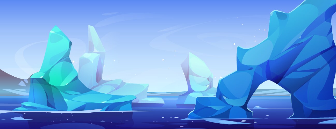Cartoon arctic iceberg with blue sea winter Vector Image