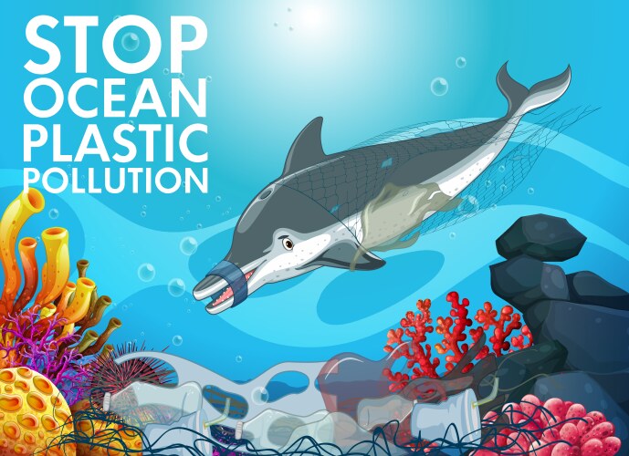 Poster design with stop pollution Royalty Free Vector Image