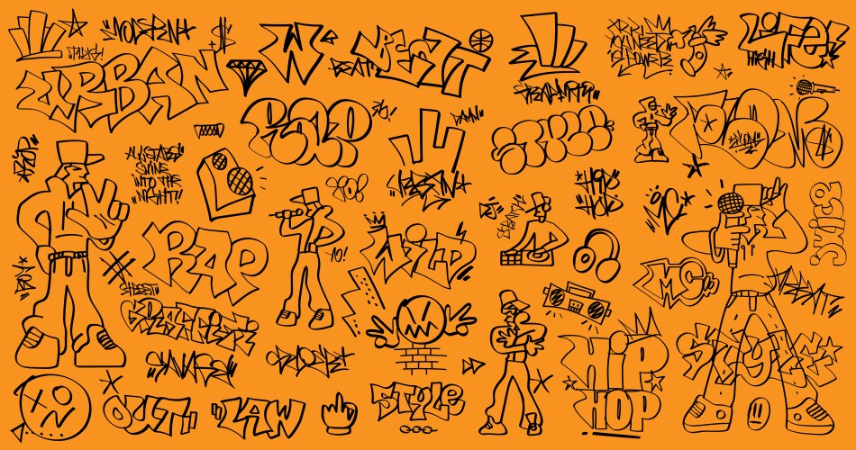 Graffiti spray paint - doodles set Royalty Free Vector Image
