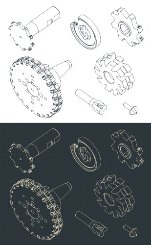 Mill cutter blueprints Royalty Free Vector Image