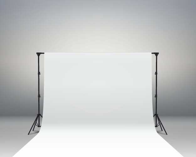 Empty white photo studio backdrop realistic Vector Image
