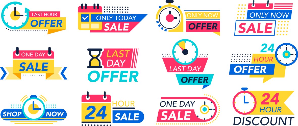 Last time offer badges crazy sale promo stickers Vector Image