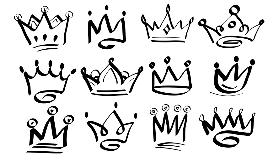 Sketch crown simple graffiti crowning elegant Vector Image