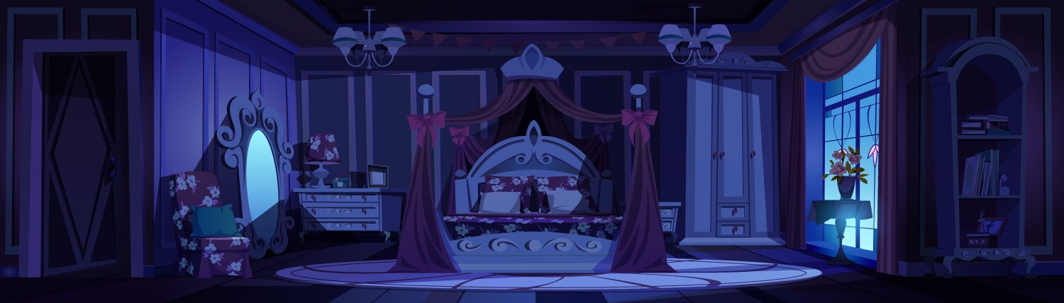 Parallax background with princess room interior Vector Image