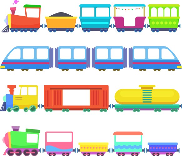 Colorful Cartoon Train Set Royalty Free Vector Image