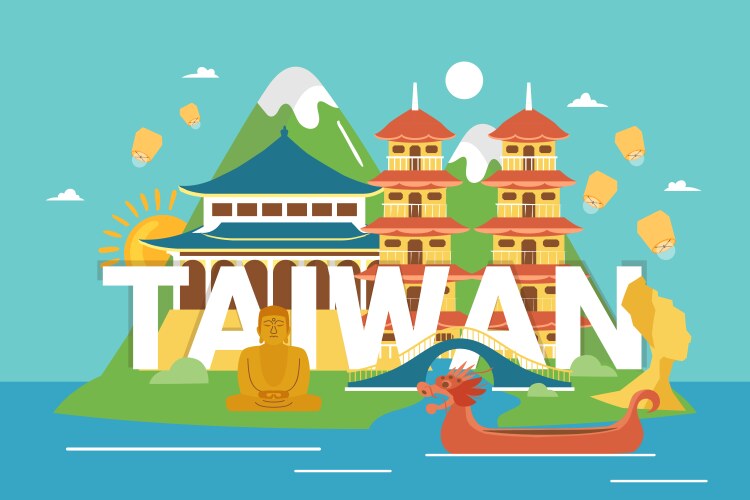 Taiwan word with landmarks Royalty Free Vector Image