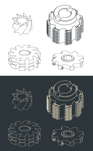 Mill cutter blueprints Royalty Free Vector Image