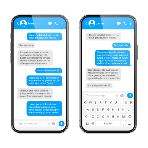 Realistic smartphone with messaging app Royalty Free Vector