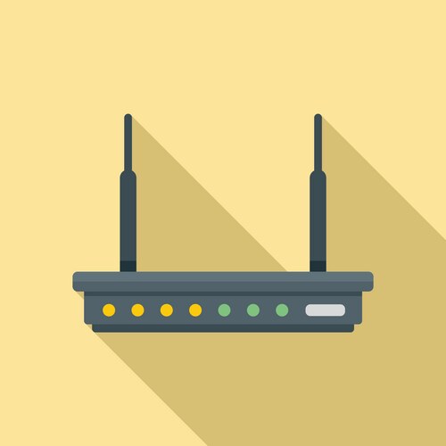 Antenna modem icon flat wifi internet Royalty Free Vector
