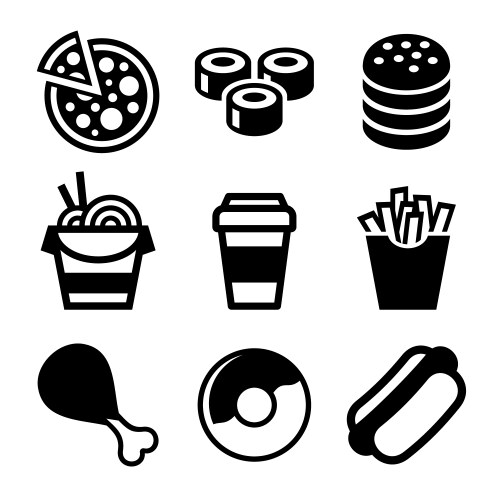 Food icon set on white background Royalty Free Vector Image
