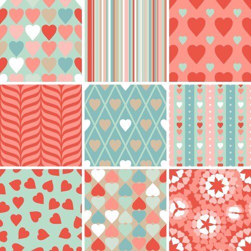 10 valentines day heart patterns Royalty Free Vector Image