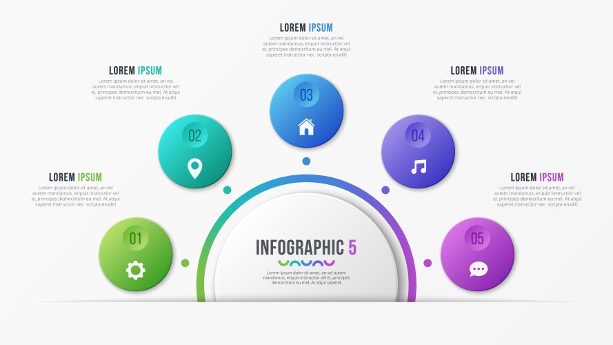 Circle chart template with 5 options Royalty Free Vector